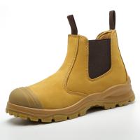 China Wheat Genuine Leather Cowhide Steel Toe Security Boots ODM for sale