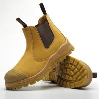 China Wheat Genuine Leather Cowhide Steel Toe Security Boots ODM for sale