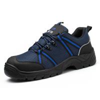 China Summer Men'S Flying Knit Industrial Footwear Steel Plate Steel Toe Work Shoes for sale