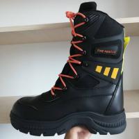 China Black Cowhide Leather Work Firefighter Safety Boots Rubber Sole Steel Toe for sale