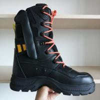 China Black Cowhide Leather Work Firefighter Safety Boots Rubber Sole Steel Toe for sale
