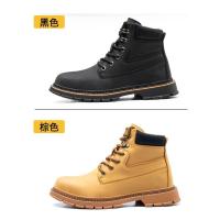 China Wheat Microfiber Leather Men'S Security Work Boots Steel Toe Kevlar Mid Sole Anti Stab Rubber for sale