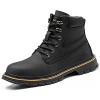 China Wheat Microfiber Leather Men'S Security Work Boots Steel Toe Kevlar Mid Sole Anti Stab Rubber for sale
