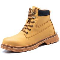 China Wheat Microfiber Leather Men'S Security Work Boots Steel Toe Kevlar Mid Sole Anti Stab Rubber for sale