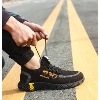 China Colorful Flying Knit Work Shoes Summer Comfortable Safety Shoes Steel Toe Work Shoes Breathable Shoes for sale