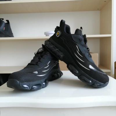 China Steel Toe BOA Rotating Button Work Shoes Flying Knit Comfortable Safety Shoes With Kevlar Midsole And PU Sole for sale