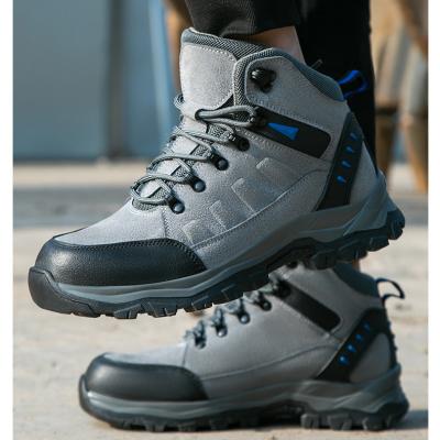 China Mid-Cut Welding Safety Shoes with Custom Logo and Gray Color Suede Work Boots for sale