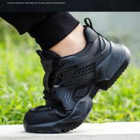 China Durable Black Custom Logo Safety Shoes with Breathable TPU Flying Knit and Kevlar Midsole for sale