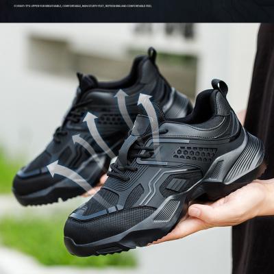 China Durable Black Custom Logo Safety Shoes with Breathable TPU Flying Knit and Kevlar Midsole for sale