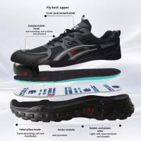 China Anti-smashing Steel Toe Work Shoes With Kevlar Mid Sole And Breathable PU Flying Knit Upper for sale
