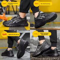China Anti-smashing Steel Toe Work Shoes With Kevlar Mid Sole And Breathable PU Flying Knit Upper for sale