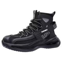 China EVA Sole Gray/Black Flying Knit Safety Boots OEM Security Work Boots With Steel Toe And Kevlar Midsole for sale