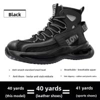China EVA Sole Gray/Black Flying Knit Safety Boots OEM Security Work Boots With Steel Toe And Kevlar Midsole for sale