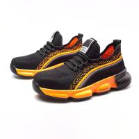 China Black Comfortable Kevlar Mid Sole Anti-stab Work Shoes With Steel Toe Breathable Flying Knit for sale