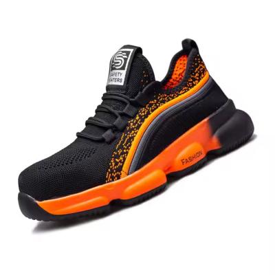 China Black Comfortable Kevlar Mid Sole Anti-stab Work Shoes With Steel Toe Breathable Flying Knit for sale