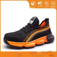 China Black Comfortable Kevlar Mid Sole Anti-stab Work Shoes With Steel Toe Breathable Flying Knit for sale