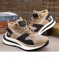 China Steel Toe Mid-cut Pigskin And Flying Knit Safety Boots For OEM Security Work for sale