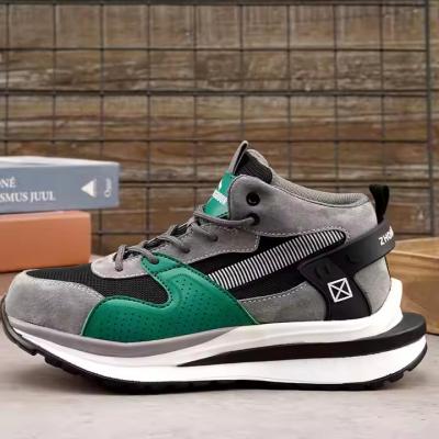 China Steel Toe Mid-cut Pigskin And Flying Knit Safety Boots For OEM Security Work for sale