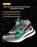 China Steel Toe Mid-cut Pigskin And Flying Knit Safety Boots For OEM Security Work for sale