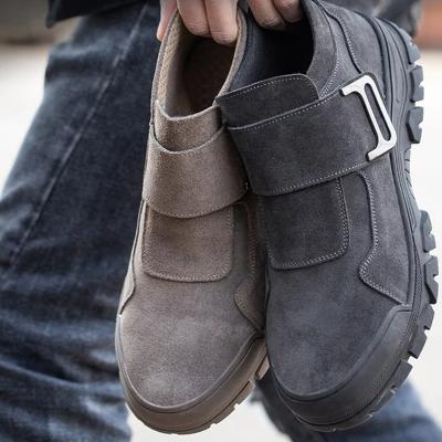 China Comfortable Men's Welding Safety Shoes Suede Work Boots With Rubber Sole Felt Button Kevlar for sale