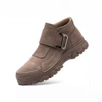 China Comfortable Men's Welding Safety Shoes Suede Work Boots With Rubber Sole Felt Button Kevlar for sale