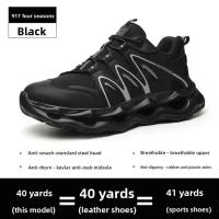 China Breathable Microfiber Leather Mesh Safety Shoes With Kevlar Anti-stab Steel Toe And EVA Sole In Black for sale