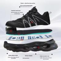 China Breathable Microfiber Leather Mesh Safety Shoes With Kevlar Anti-stab Steel Toe And EVA Sole In Black for sale
