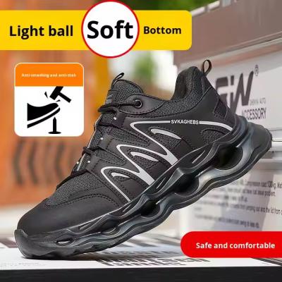 China Breathable Microfiber Leather Mesh Safety Shoes With Kevlar Anti-stab Steel Toe And EVA Sole In Black for sale