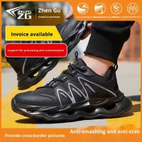 China Breathable Microfiber Leather Mesh Safety Shoes With Kevlar Anti-stab Steel Toe And EVA Sole In Black for sale