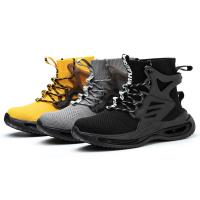 China OEM Security Work Boots With Mid-cut Flying Knit Safety Boots And European Standard Steel Toe for sale