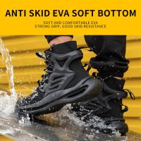 China OEM Security Work Boots With Mid-cut Flying Knit Safety Boots And European Standard Steel Toe for sale