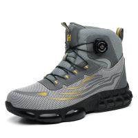 China Black / Gray Fly Weave Safety Boots With Kevlar Midsole And Air Cushion Sole For Comfortable Work for sale