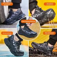 China Black BOA Rotating Button Work Shoes with Flying Knit TPU and Kevlar Anti-stab Safety Shoes for sale