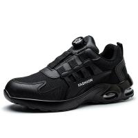 China Black Safety Shoes with Air Cushion Sole BOA Rotating Button and Slip-Resistant Work Shoes for sale