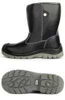 China OEM Black High Top Microfiber Leather Security Work Boots with EN-standard Steel Toe and Puncture Resistant Midsole for sale