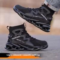 China EN ISO 20345 Compliant Black TPU+Flying Knit Safety Boots Breathable Steel Toe Security Work Boots for sale