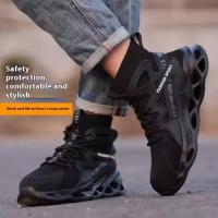China EN ISO 20345 Compliant Black TPU+Flying Knit Safety Boots Breathable Steel Toe Security Work Boots for sale