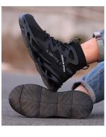 China EN ISO 20345 Compliant Black TPU+Flying Knit Safety Boots Breathable Steel Toe Security Work Boots for sale