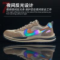 China Khaki Suede Industrial Safety Shoes with Anti-smashing Steel Toe and Bulletproof Kevlar Mid Sole for sale