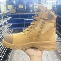 China High Top Cowhide Leather Work Boots Steel Plate Puncture Resistant Slip Resistant PU+TPU Sole Steel Toe Safety Boots for sale