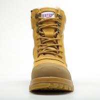 China High Top Cowhide Leather Work Boots Steel Plate Puncture Resistant Slip Resistant PU+TPU Sole Steel Toe Safety Boots for sale