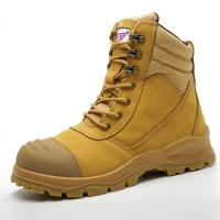 China High Top Cowhide Leather Work Boots Steel Plate Puncture Resistant Slip Resistant PU+TPU Sole Steel Toe Safety Boots for sale