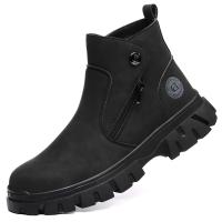 China Wheat Men's Welding Safety Shoes With Steel Toe Safety Boots Microfiber Leather Work Boots With Rubber Sole Anti-stab Kevlar Work Shoes for sale