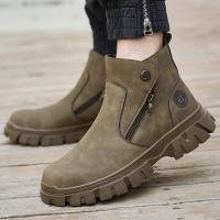 China Wheat Men's Welding Safety Shoes With Steel Toe Safety Boots Microfiber Leather Work Boots With Rubber Sole Anti-stab Kevlar Work Shoes for sale