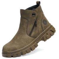 China Wheat Men's Welding Safety Shoes With Steel Toe Safety Boots Microfiber Leather Work Boots With Rubber Sole Anti-stab Kevlar Work Shoes for sale