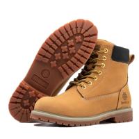 China Yellow Style Martin Boots Cowhide Leather Boots Rubber Sole Boots With Lace-up for sale
