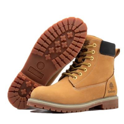 China Yellow Style Martin Boots Cowhide Leather Boots Rubber Sole Boots With Lace-up for sale