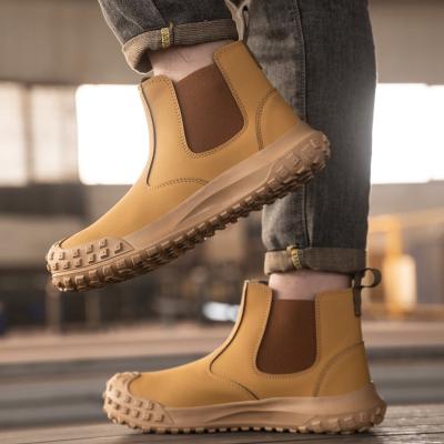 China Suede Leather Chelsea Safety Shoes Steel Toe Safety Boots Kevlar Work Shoes Slip-Resistant Rubber Work Boots For Industrial Work for sale