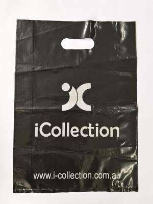 China Electronic accessories ISO Die Cut Handle Poly Bags Strong Load Bearing Material for sale