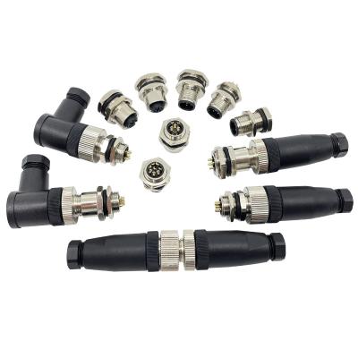 China M12 Sensor Connector Waterproof Male Female Plug Screw Coupling 3 4 5 8 12 Pin A type Sensor Connectors for sale
